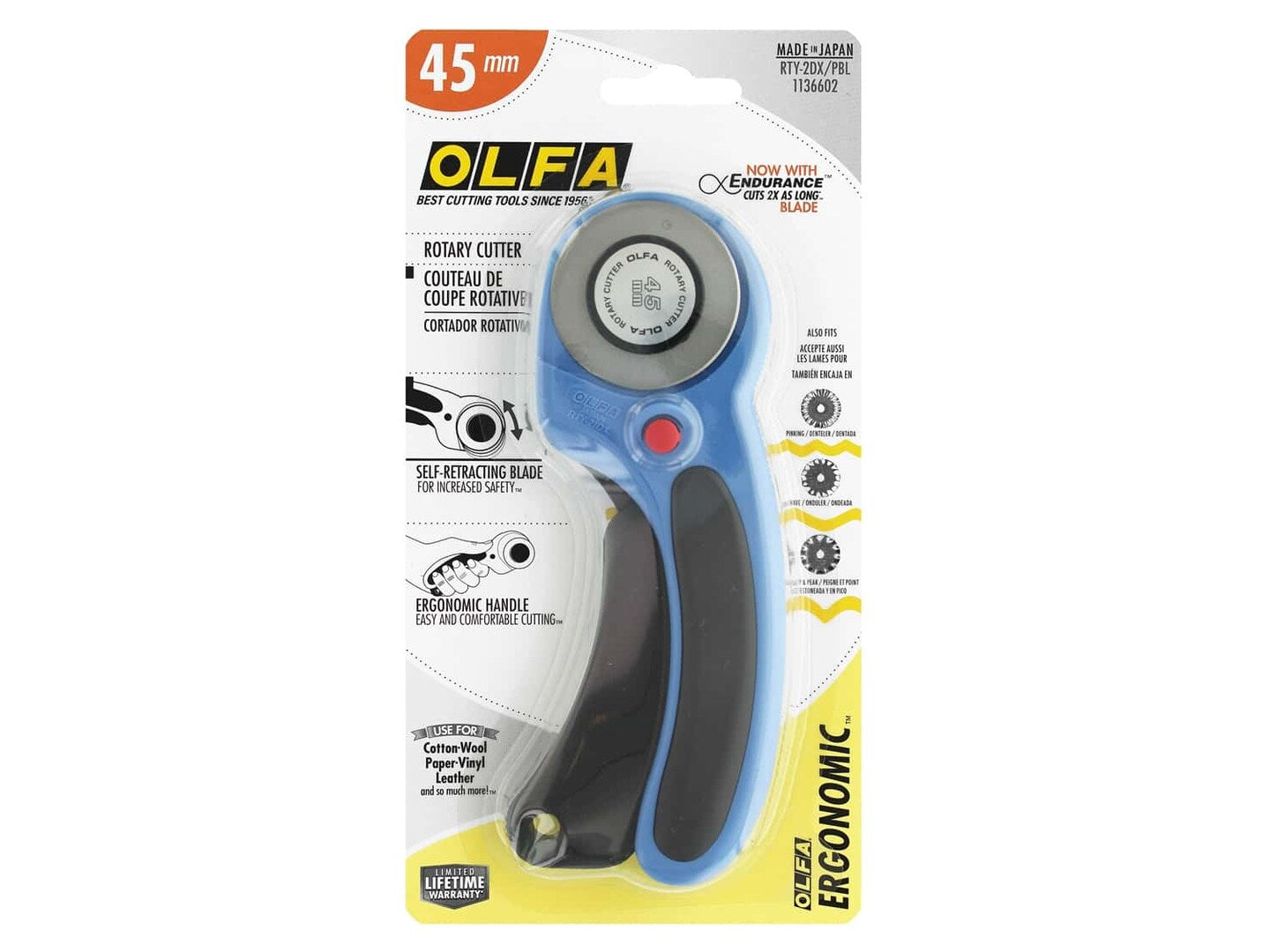 OLFA 45mm Ergonomic Rotary Cutter Pacific Blue – Keaton Quilts